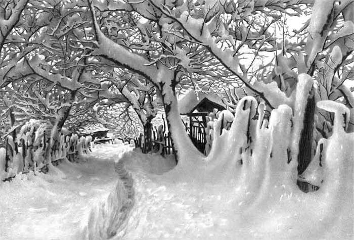 Pencil Drawings of Winter Scenes by Guram Dolenjashvili | Amusing Planet